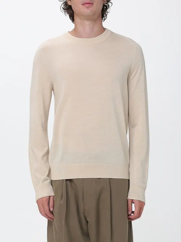 Paul Smith Crewneck Jumper In Pure Merino Wool With Ribbed Trims - Beige
