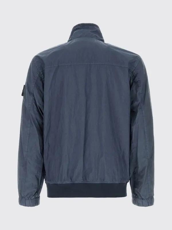Stone Island Ultralight Windproof Nylon Bomber Jacket With High Neck And Logo - Blue