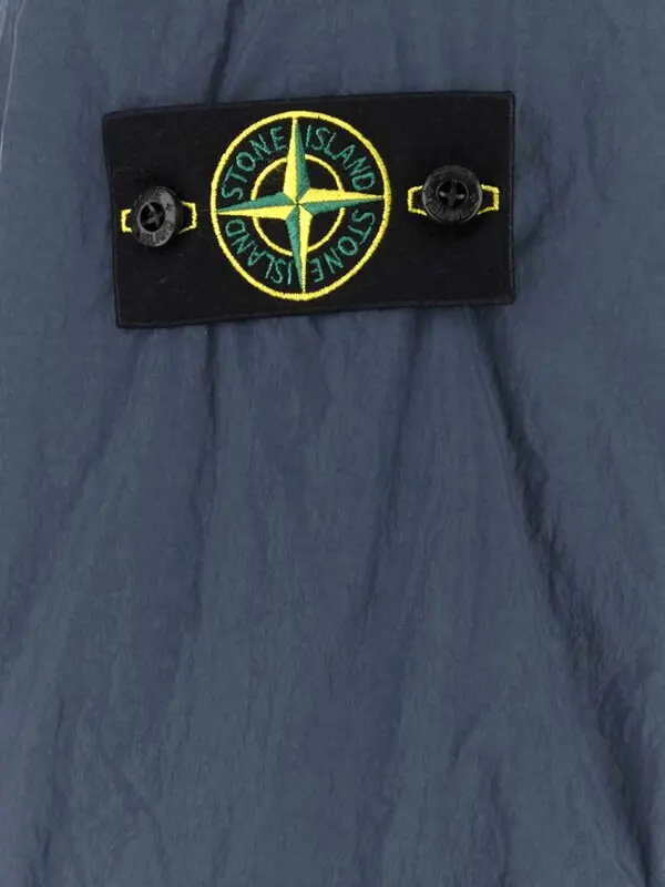 Stone Island Ultralight Windproof Nylon Bomber Jacket With High Neck And Logo - Blue