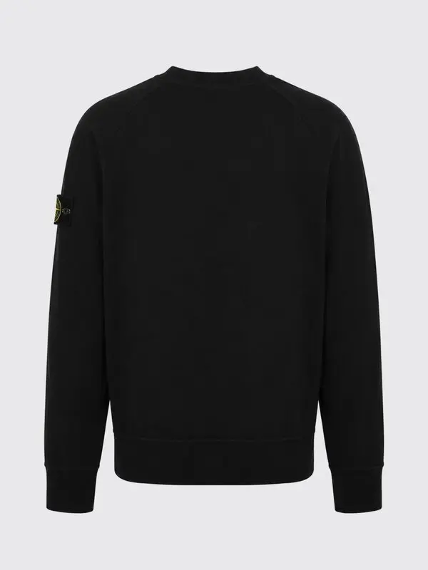 Stone Island Compass Logo Cotton Crewneck Sweatshirt - Black