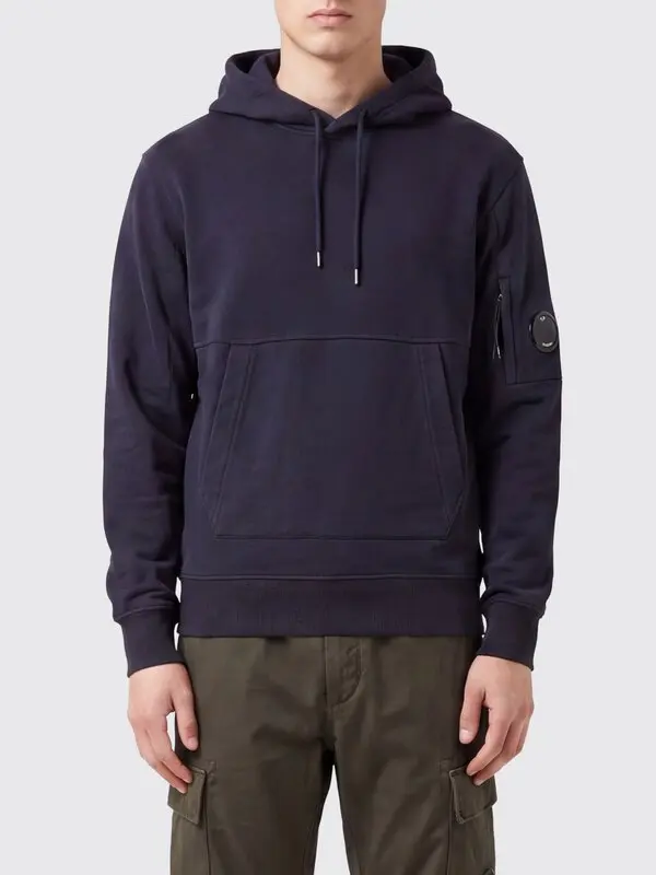 C.P. COMPANY Cotton Hoodie With Kangaroo Pocket - Blue