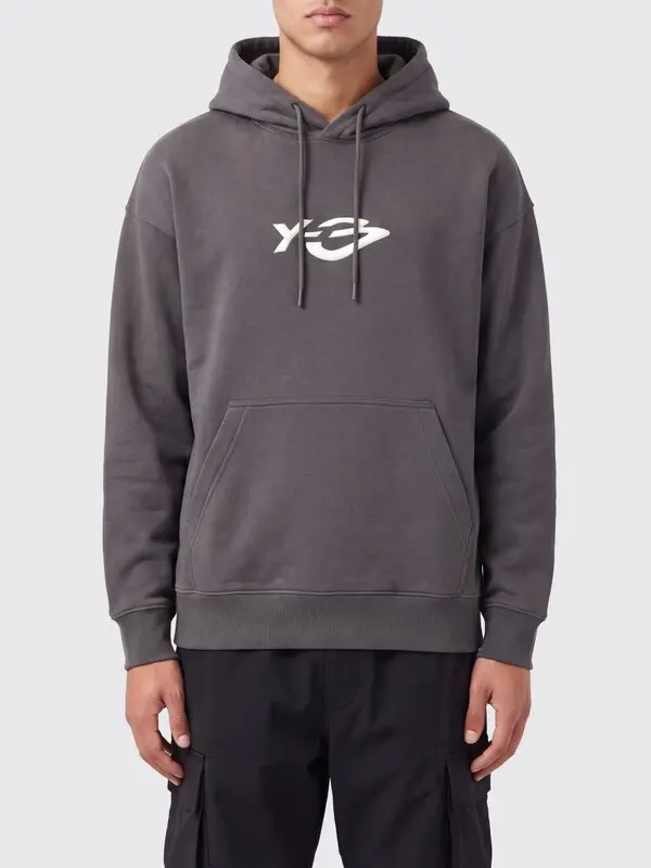 Y3 Relaxed Fit Cotton Hoodie With Contrast Logo