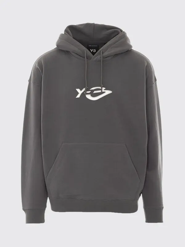Y3 Relaxed Fit Cotton Hoodie With Contrast Logo