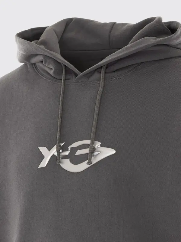 Y3 Relaxed Fit Cotton Hoodie With Contrast Logo