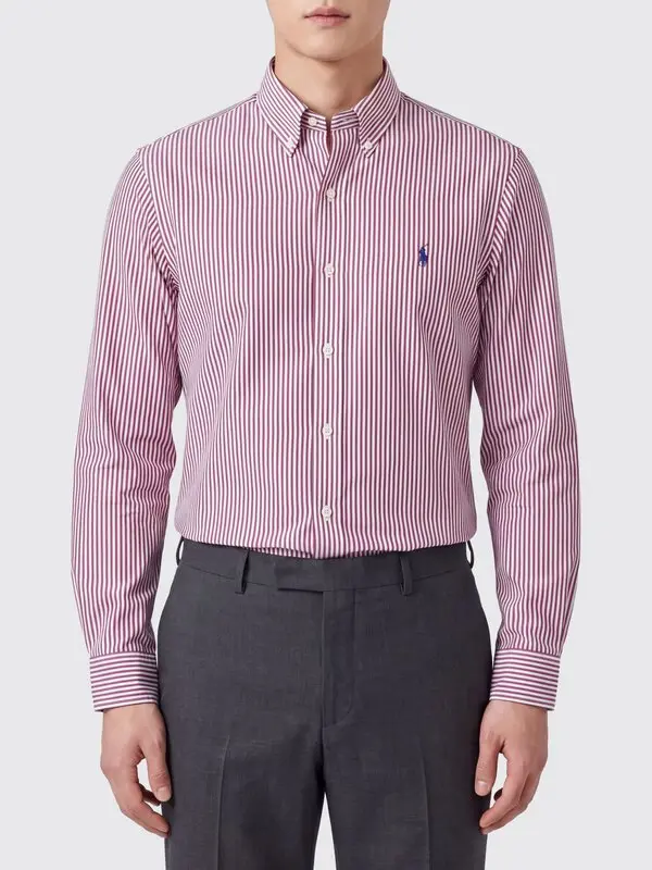 Polo Ralph Lauren Striped Stretch Cotton Shirt With Embroidered Pony Logo - Red