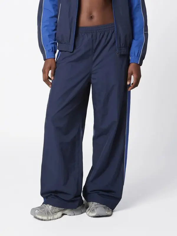 Balenciaga Wide-leg Technical Fabric Trousers With Elastic Waistband - Navy