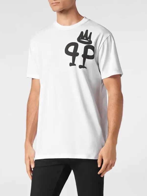 Philipp Plein Dropped Shoulder Cotton T-shirt With Monogram Logo - White