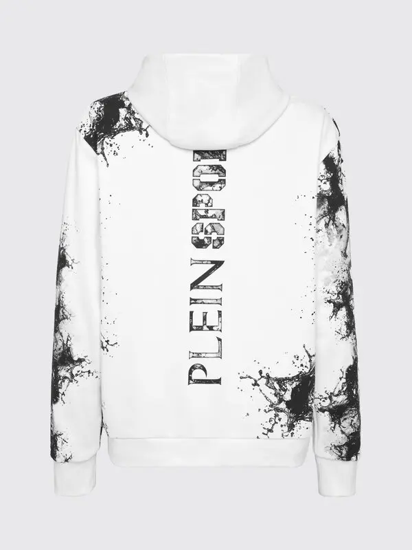 PLEIN SPORT Abstract Print Cotton Hoodie - White