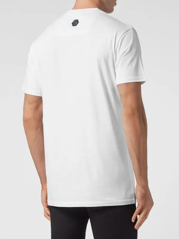 Philipp Plein Cotton T-shirt With Skull Print And Rhinestone Applications - White