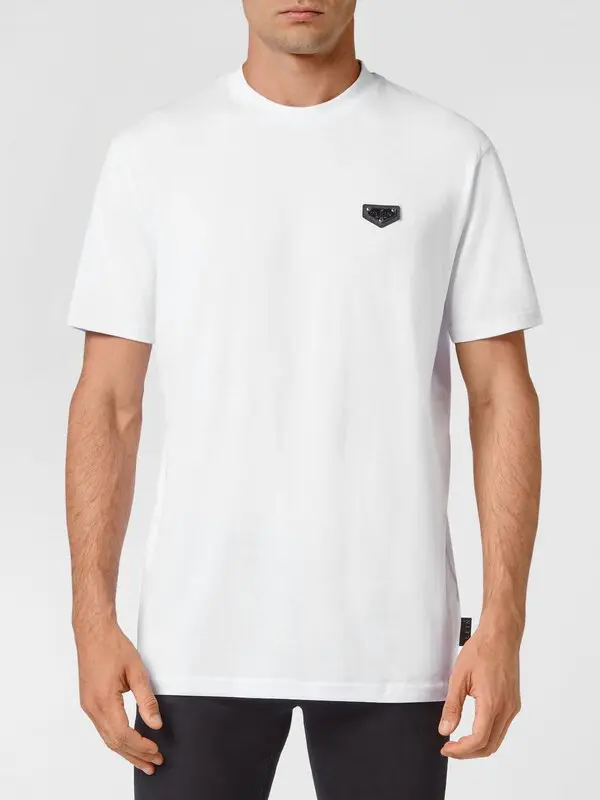 Philipp Plein Cotton T-shirt With Applied Logo Patch On The Chest - White