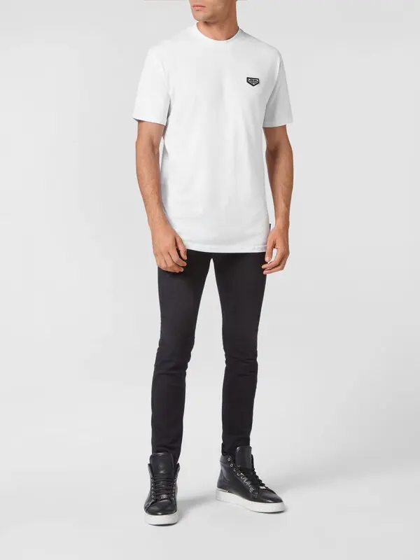 Philipp Plein Cotton T-shirt With Applied Logo Patch On The Chest - White
