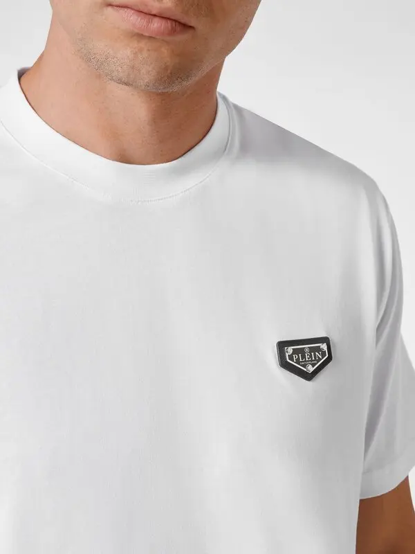 Philipp Plein Cotton T-shirt With Applied Logo Patch On The Chest - White