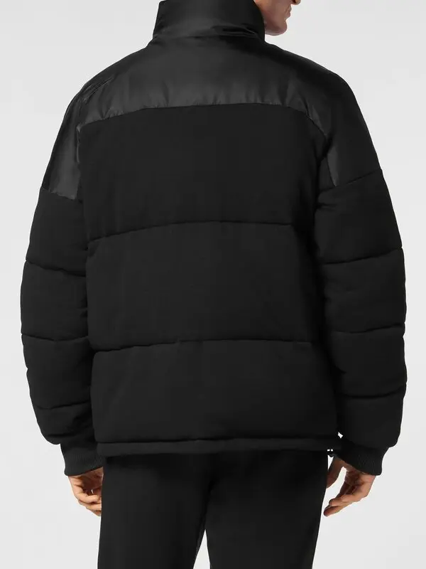PLEIN SPORT Short Quilted Puffer Jacket In Nylon With High Neck And Hexagon Logo