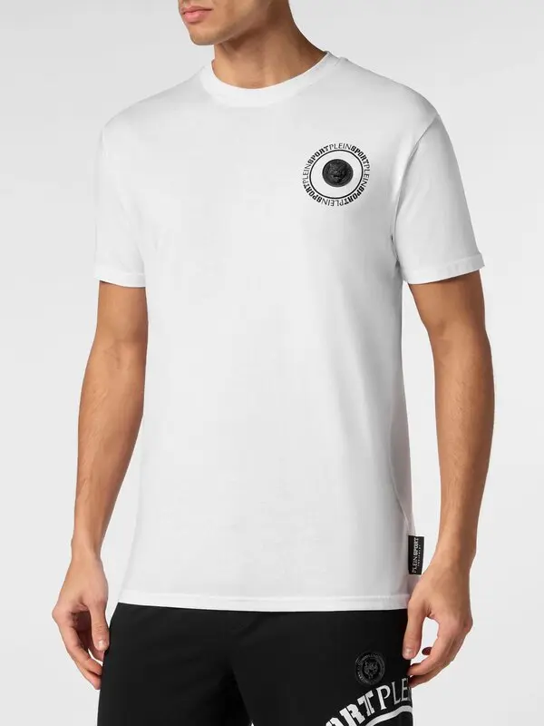 PLEIN SPORT Slim Fit Cotton T-shirt With Contrast Logo On The Chest - White