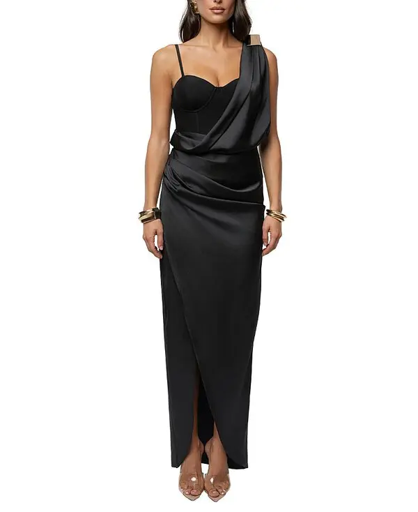 JLUXLABEL Draped Radiance Maxi Dress - Black