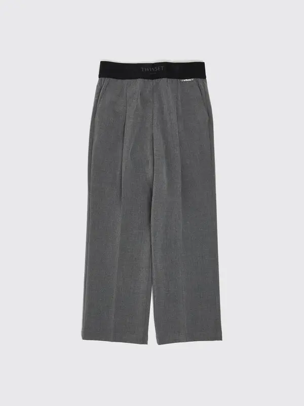 TWINSET Boy's Slim Fit Trousers In Viscose Blend - Grey