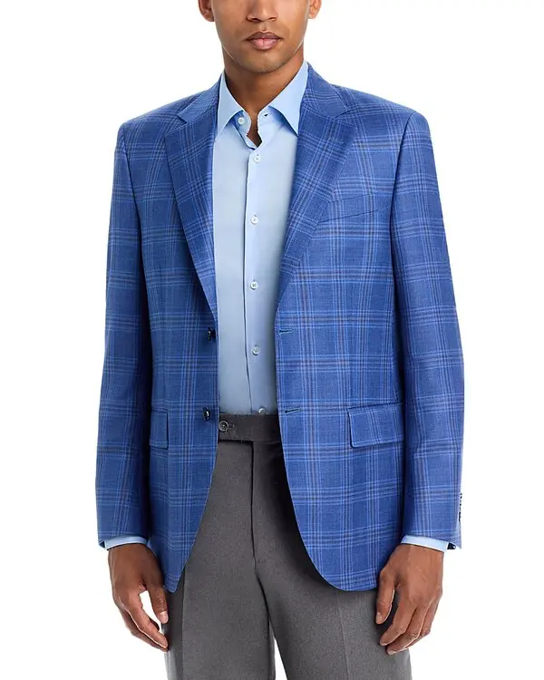 Peter Millar Flynn Classic Fit Wool Plaid Sport Coat - Medium Blue