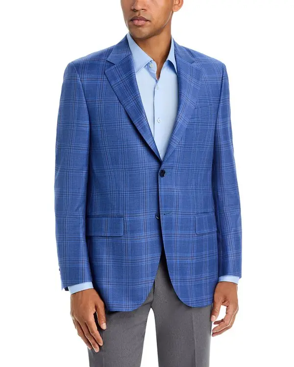 Peter Millar Flynn Classic Fit Wool Plaid Sport Coat - Medium Blue