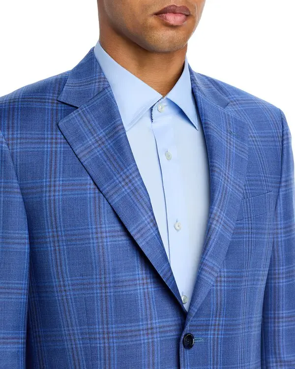 Peter Millar Flynn Classic Fit Wool Plaid Sport Coat - Medium Blue