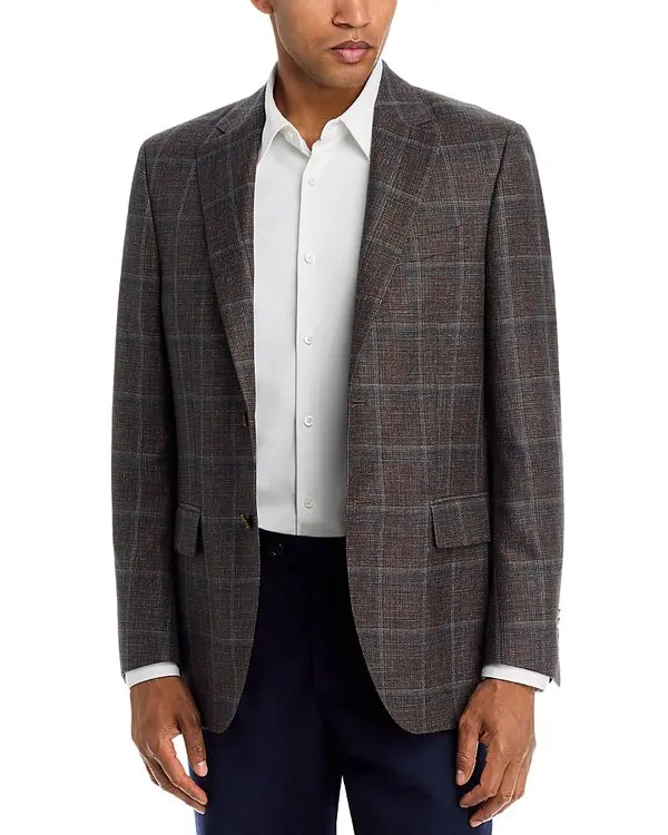 Peter Millar Flynn Classic Fit Hopsack Plaid Sport Coat - Brown