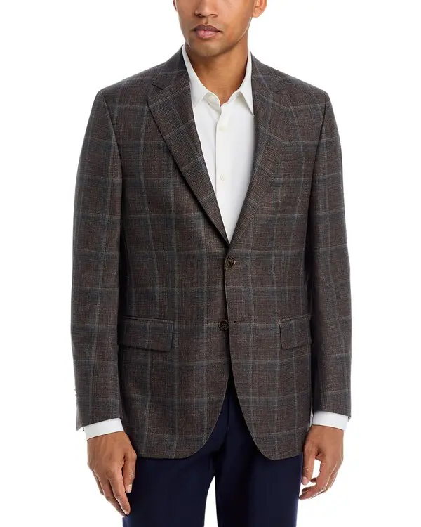 Peter Millar Flynn Classic Fit Hopsack Plaid Sport Coat - Brown