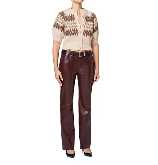 Citizens Of Humanity Molly Puff Sleeve Cardigan Sweater With Fair Isle Pattern