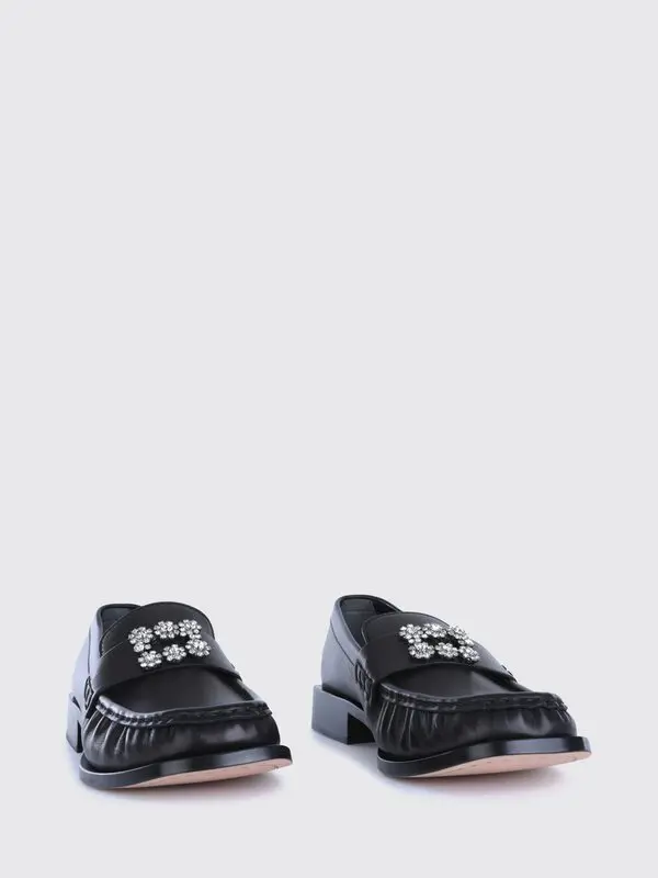 ROGER VIVIER Viv' Rangers Jewelled Buckle Leather Loafers - Black