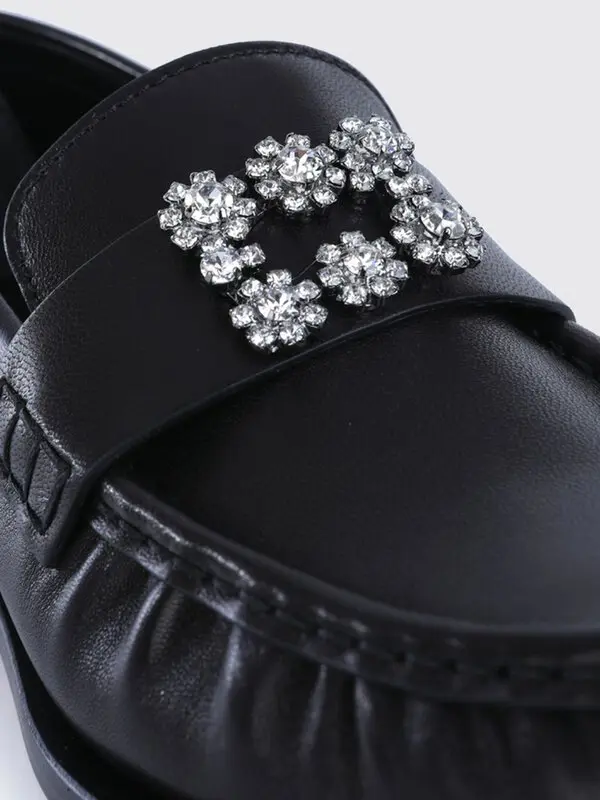 ROGER VIVIER Viv' Rangers Jewelled Buckle Leather Loafers - Black