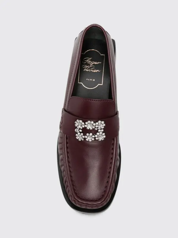 ROGER VIVIER Viv' Rangers Jewelled Buckle Leather Loafers - Brown