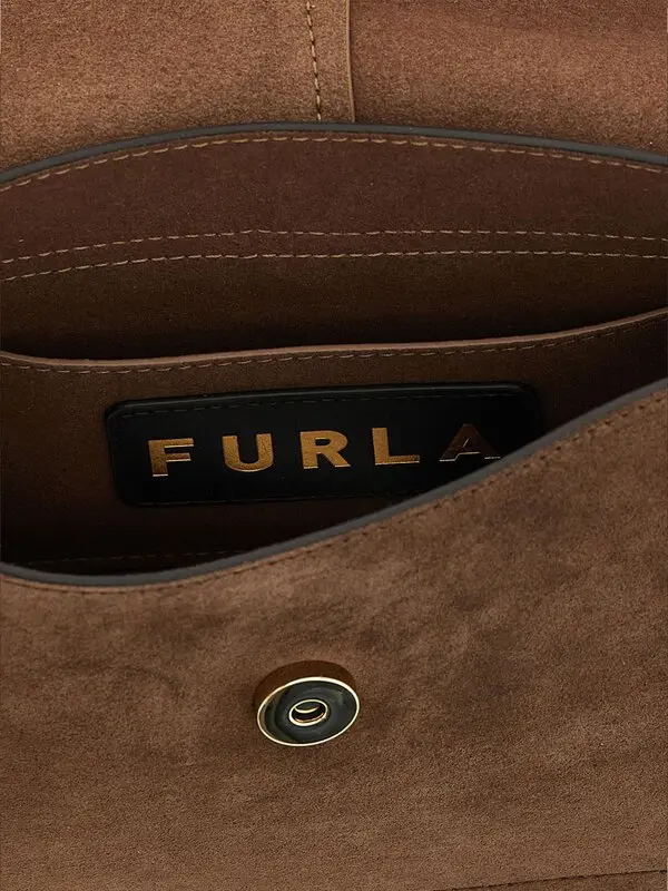 Furla Flow Smooth Leather Shoulder Bag With Removable Strap - Brown