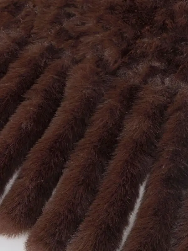 Pinko Geloso Polyester Scarf With Fringed Edges And Applied Logo - Brown