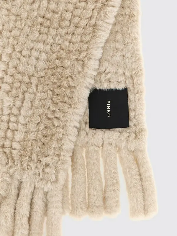 Pinko Geloso Polyester Scarf With Fringed Edges And Applied Logo