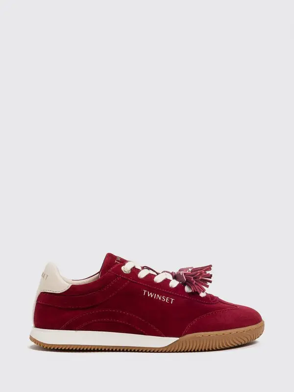 TWINSET Suede Low-top Sneakers With Tassels And Logo - Red