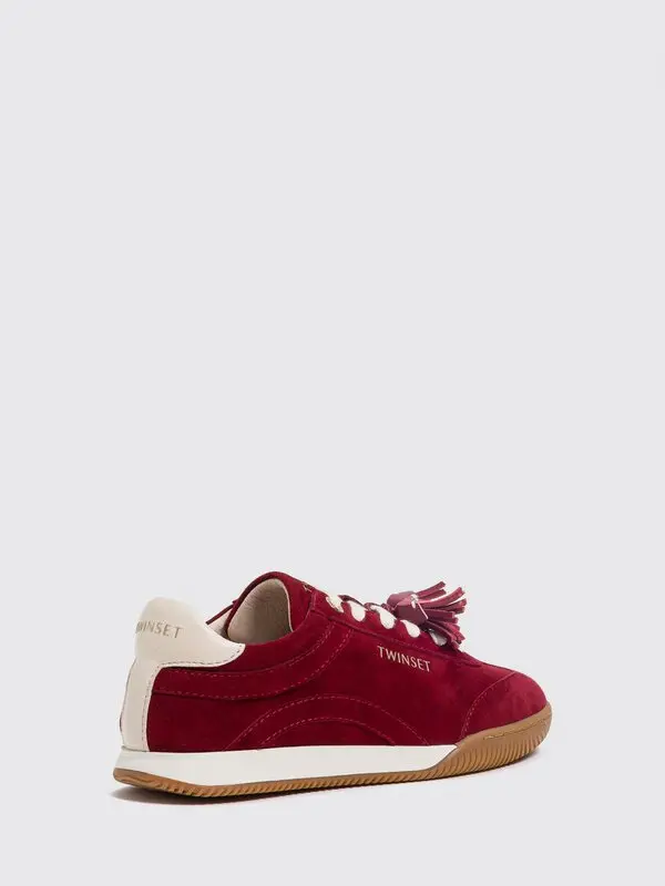 TWINSET Suede Low-top Sneakers With Tassels And Logo - Red