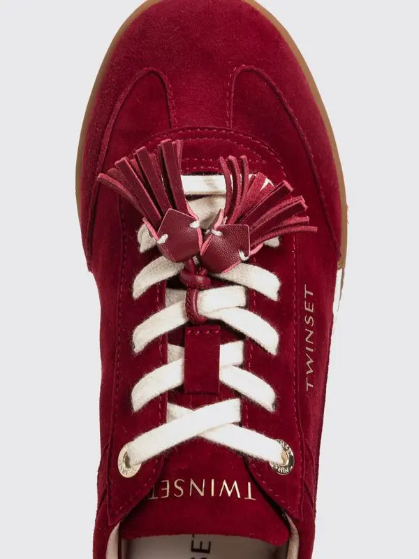 TWINSET Suede Low-top Sneakers With Tassels And Logo - Red