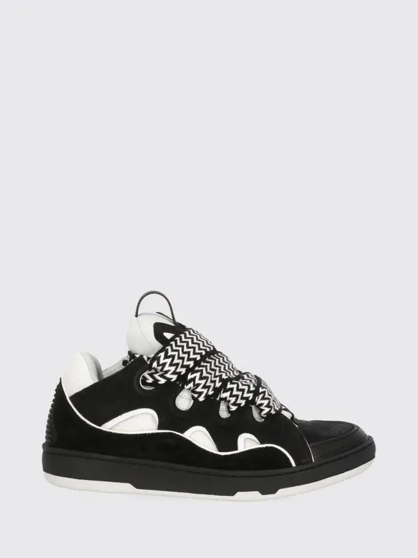 LANVIN Curb Low-top Leather And Mesh Trainers - Black