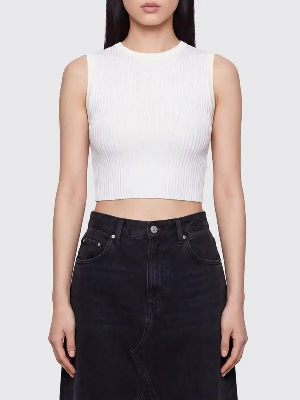 Elisabetta Franchi Slim Fit Ribbed-knit Sleeveless Top In Viscose Blend - White