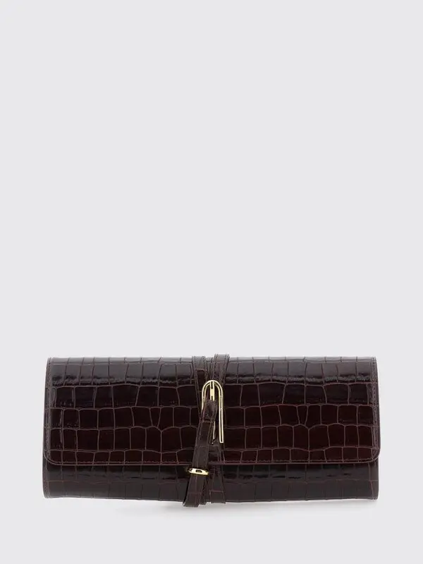 LIFFNER Smooth Calfskin Clutch Bag With Flap And Buckle Closure - Burgundy