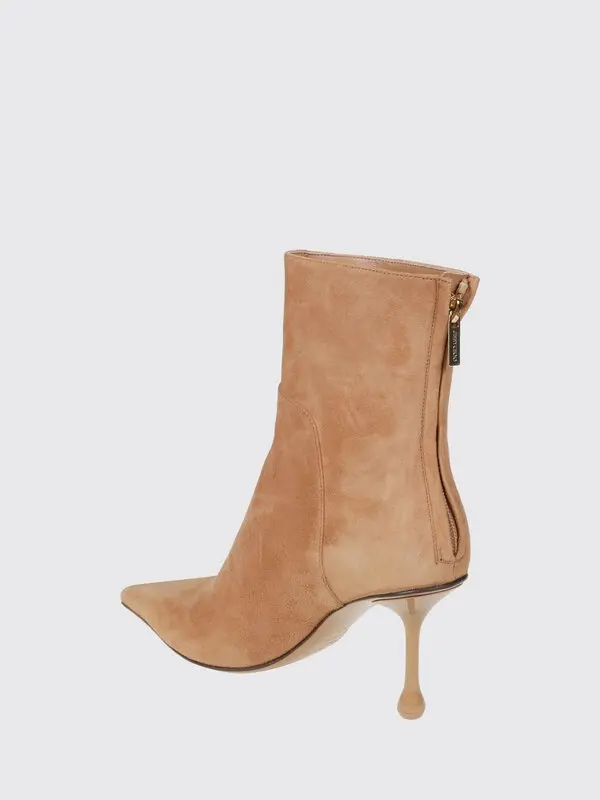 JIMMY CHOO Suede Ankle Boots With Teardrop High Heel - Beige
