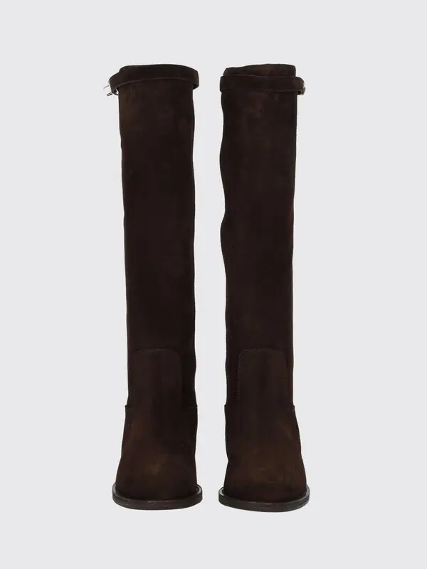 VIA ROMA 15 Knee High Buckled Suede Boots - Brown