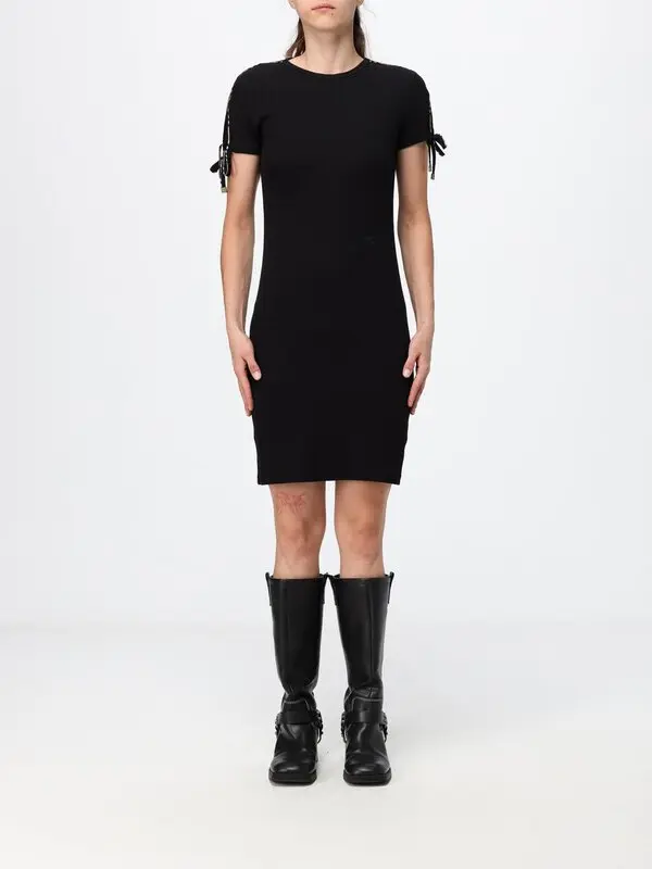 Burberry Ribbed Dress With Tie Detail Sleeves