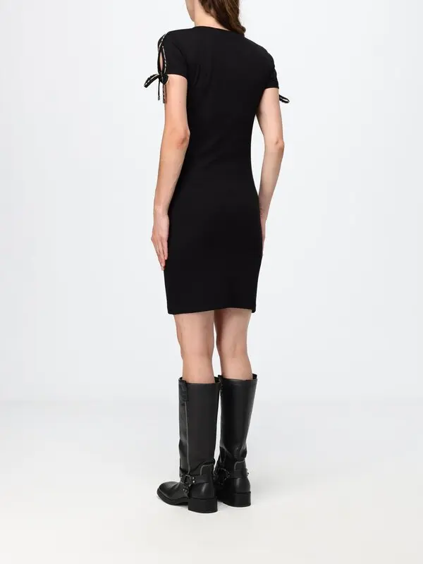 Burberry Ribbed Dress With Tie Detail Sleeves