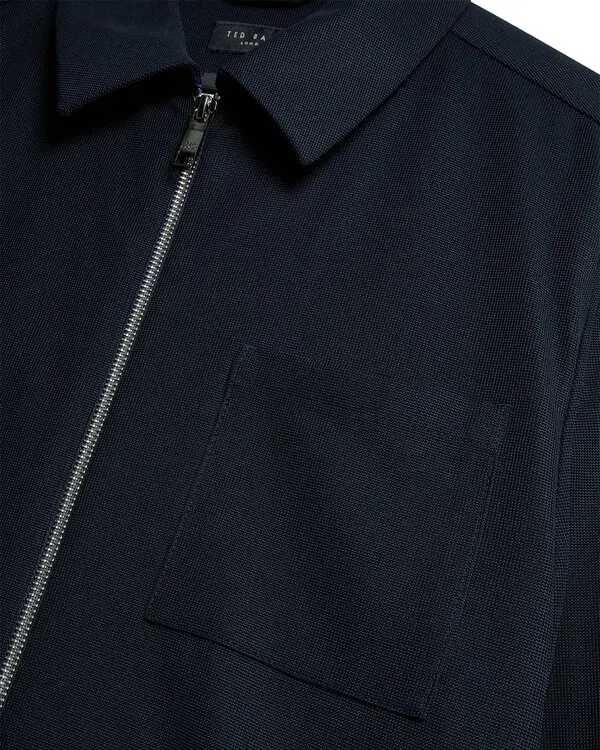 Ted Baker London Frenkie Waffle Knit Zip Overshirt