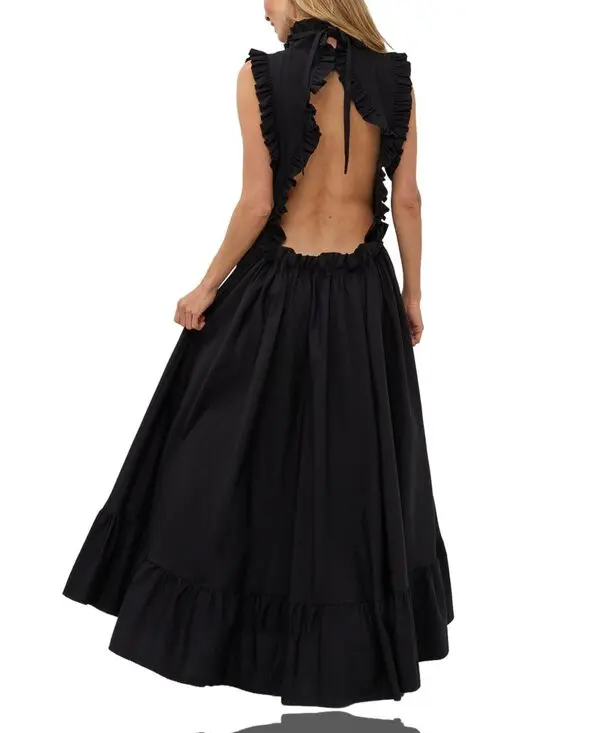 MARIELLE STOKKELAAR Martinique Open-back Maxi Dress With Ruffled Details - Black