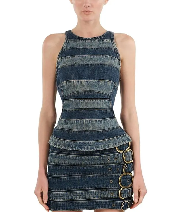 NOCTURNE Halter Neck Denim Blouse