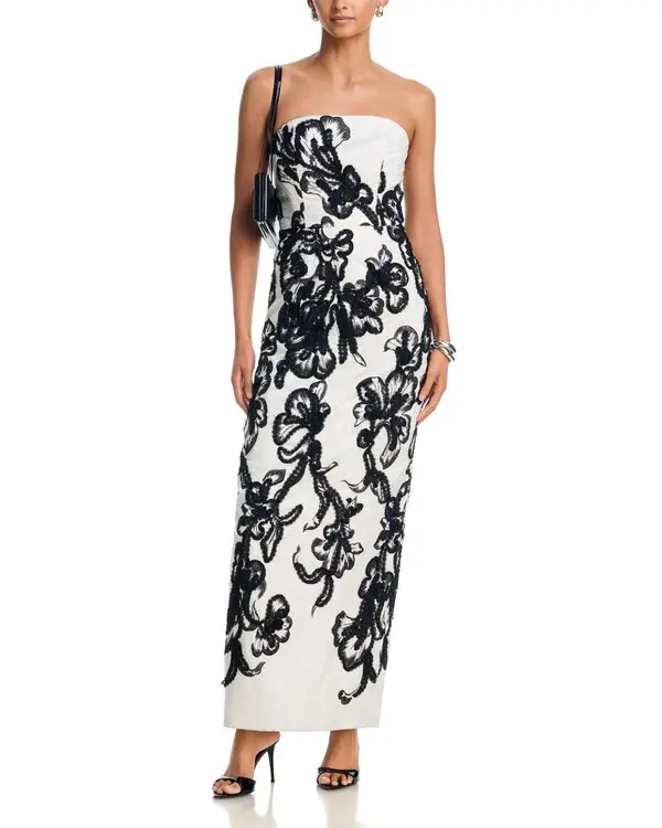 MILLY Orion Chiffon Embroidered Maxi Dress
