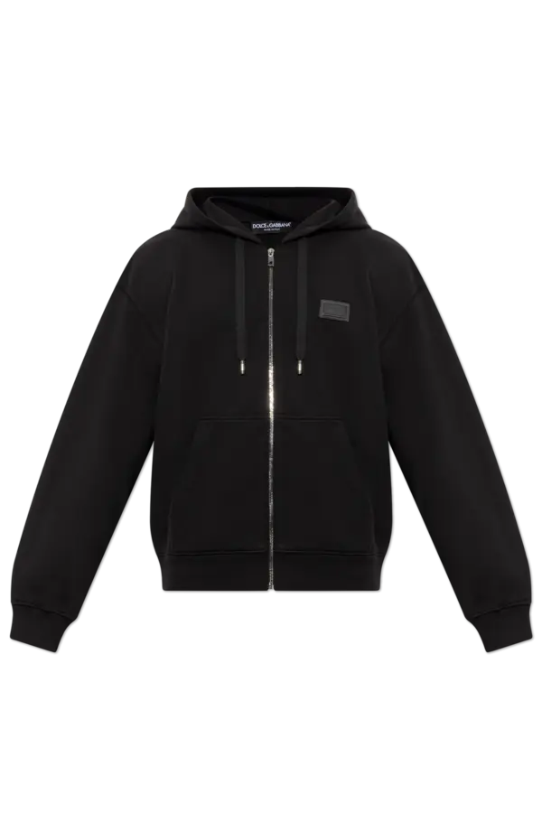 Dolce & Gabbana Zip-up Hoodie With Embossed Logo Patch