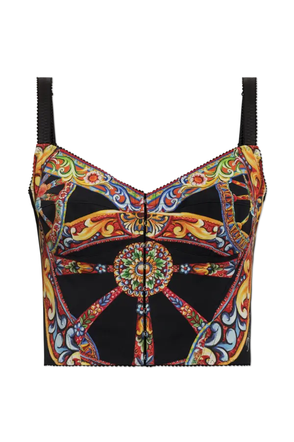 Dolce & Gabbana Carretto" Print Bustier Crop Top