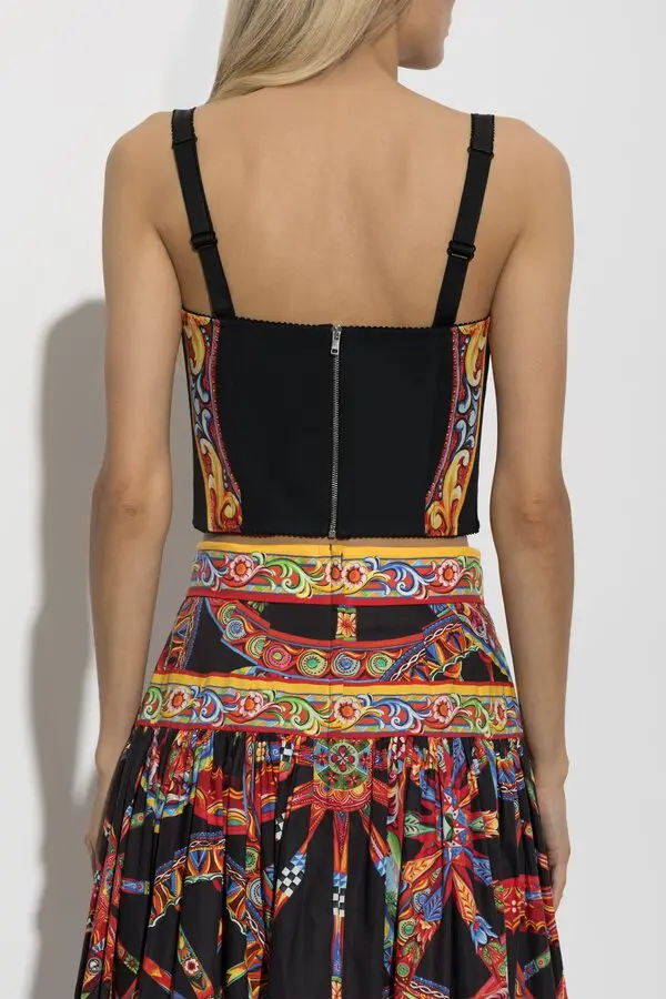 Dolce & Gabbana Carretto" Print Bustier Crop Top