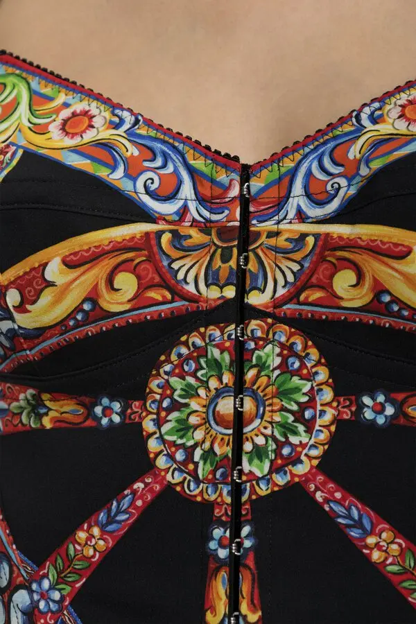 Dolce & Gabbana Carretto" Print Bustier Crop Top